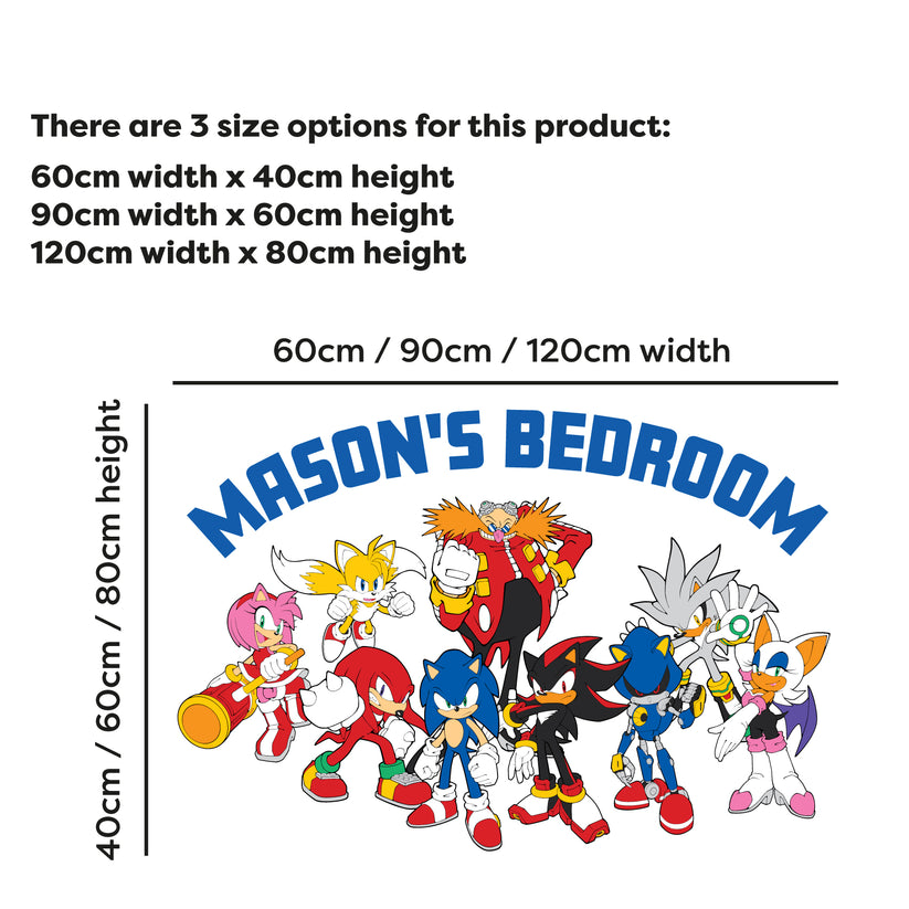 Sonic The Hedgehog Wall Sticker - Sonic and Group Personalised Name Wa ...