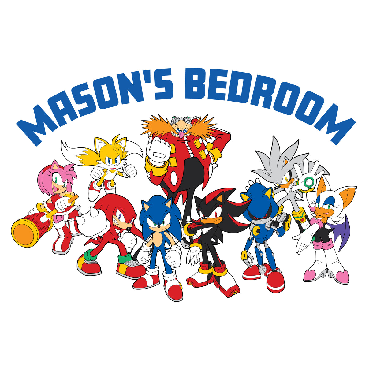 Sonic The Hedgehog Wall Sticker - Sonic and Group Personalised Name Wa ...
