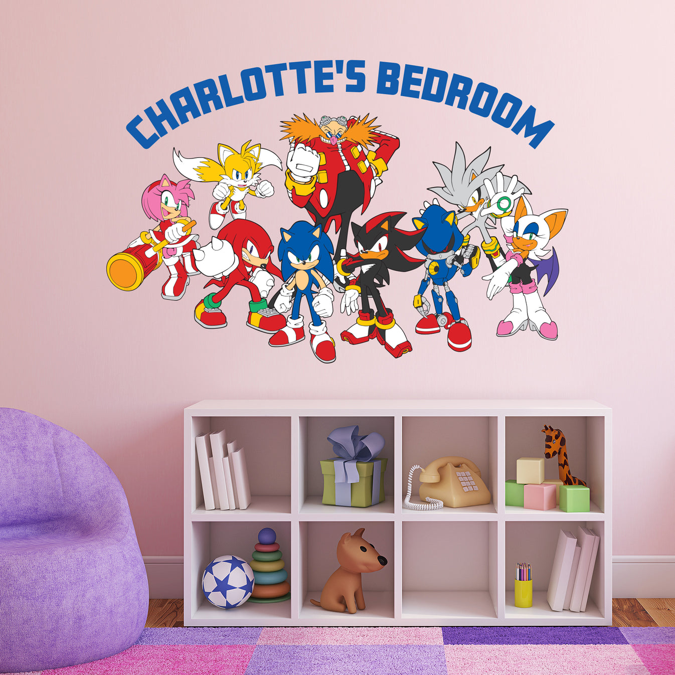 Sonic The Hedgehog Wall Sticker - Sonic and Group Personalised Name Wa ...