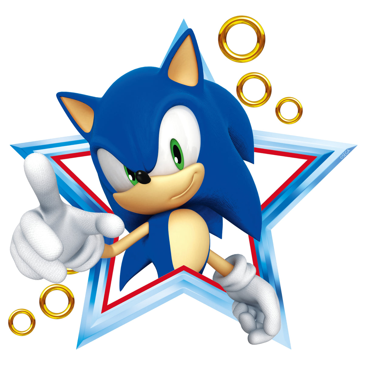 Sonic The Hedgehog Wall Sticker - Sonic in Star with Rings Wall Art ...
