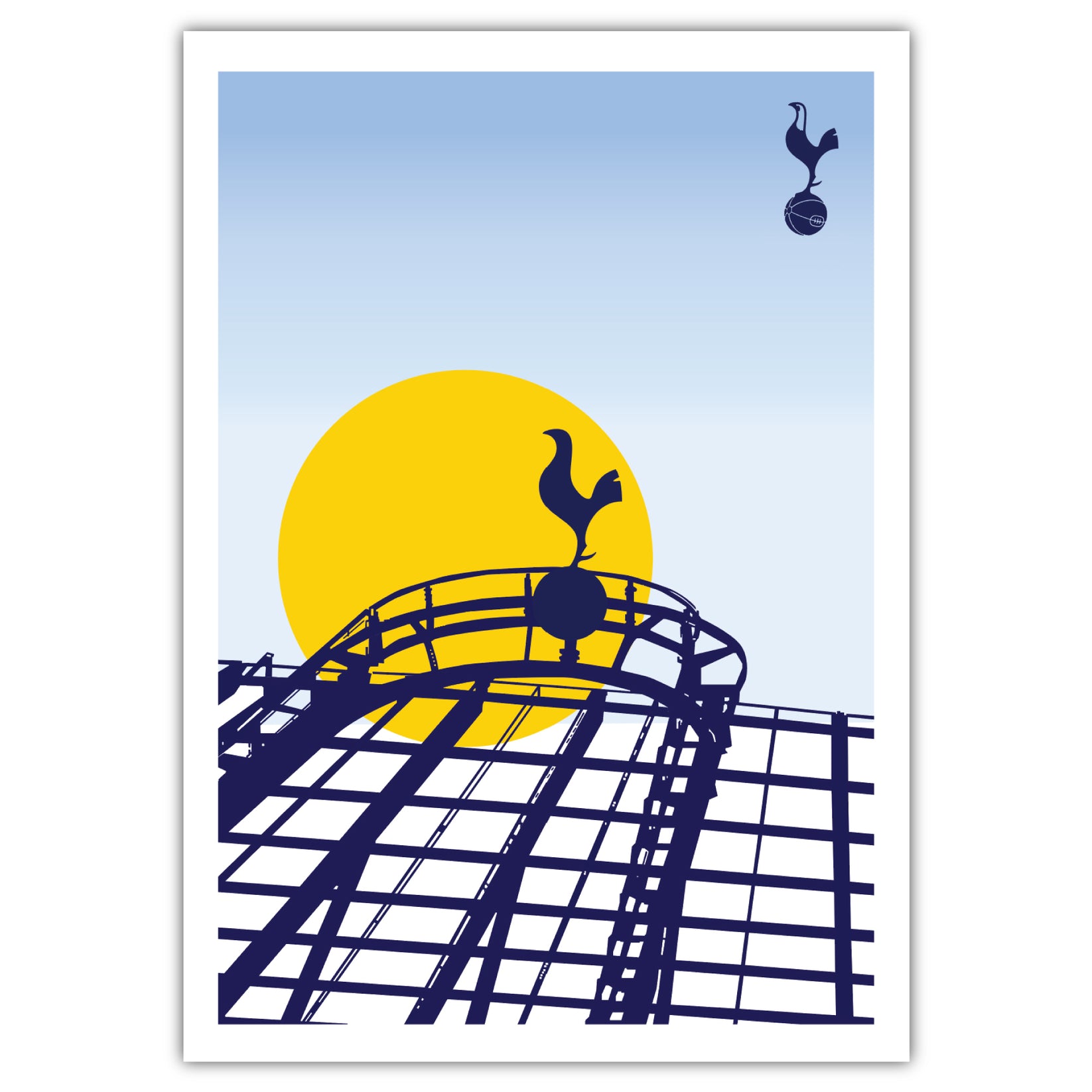 Tottenham Hotspur Print - Stadium Roof With Sun Illustration Poster ...