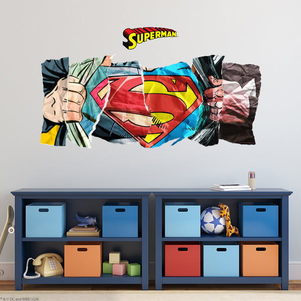 Superman Wall Sticker - Chest Comic Book Collage Wall Decal DC Superhe ...