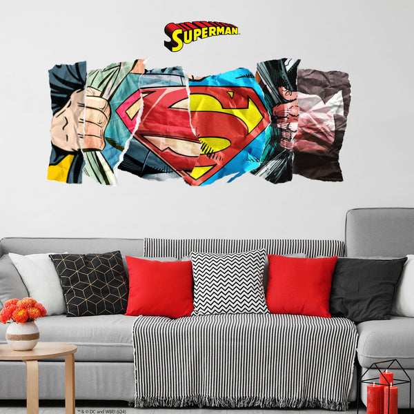 Superman Wall Sticker - Chest Comic Book Collage Wall Decal DC Superhe ...