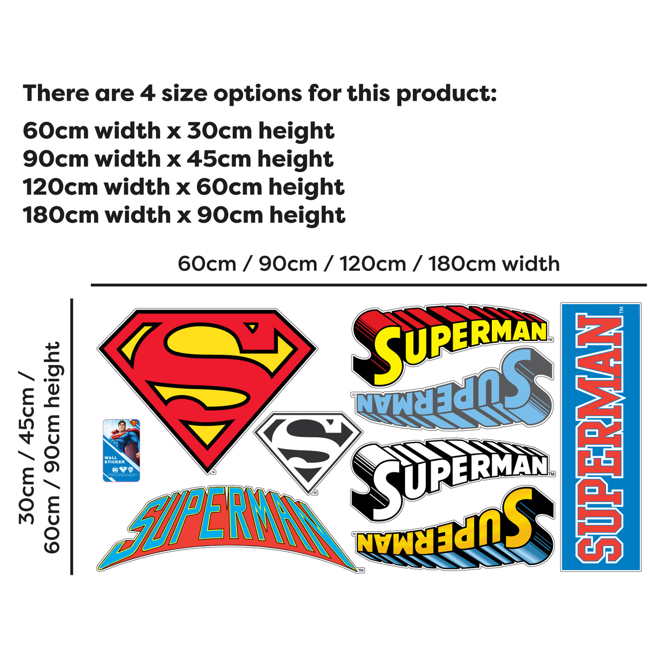 Superman Wall Sticker - Logos Set Wall Decal DC Superhero Art – www ...