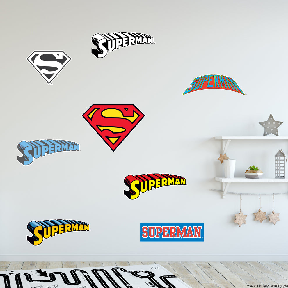 Superman Wall Sticker - Logos Set Wall Decal DC Superhero Art – www ...