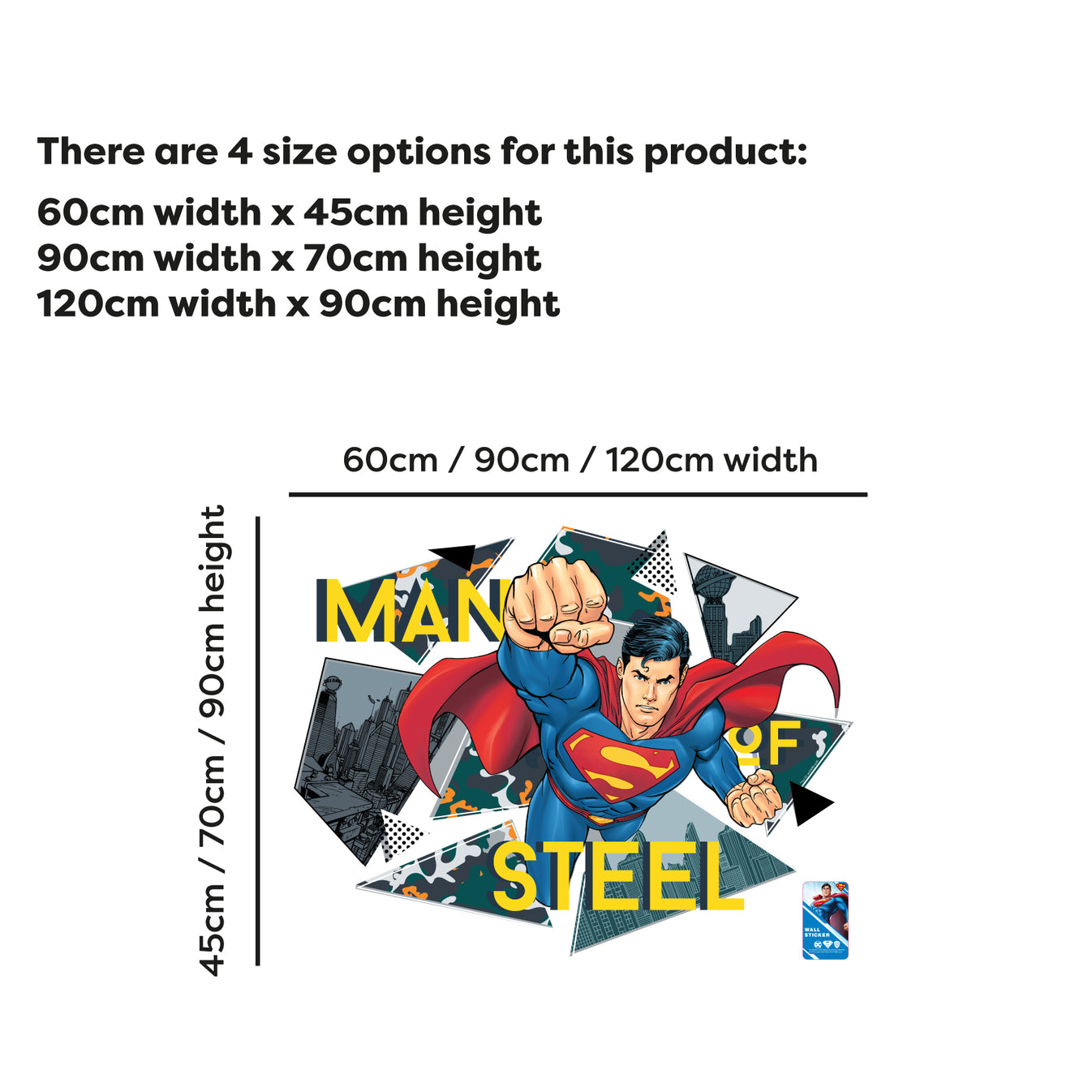 Superman Wall Sticker - Man of Steel Triangles Wall Decal DC Superhero ...