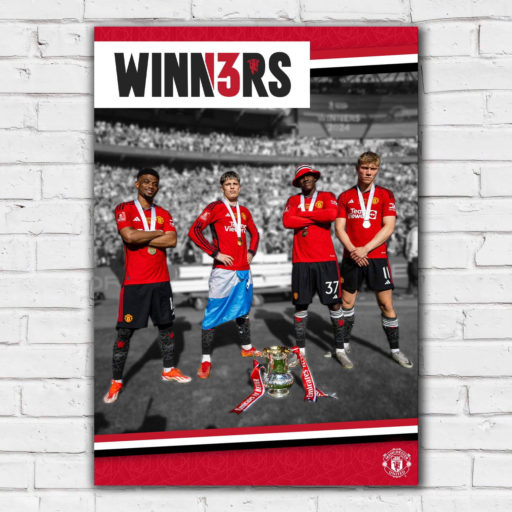 Manchester United FC Print - Winners Portrait Poster Football Wall Art ...