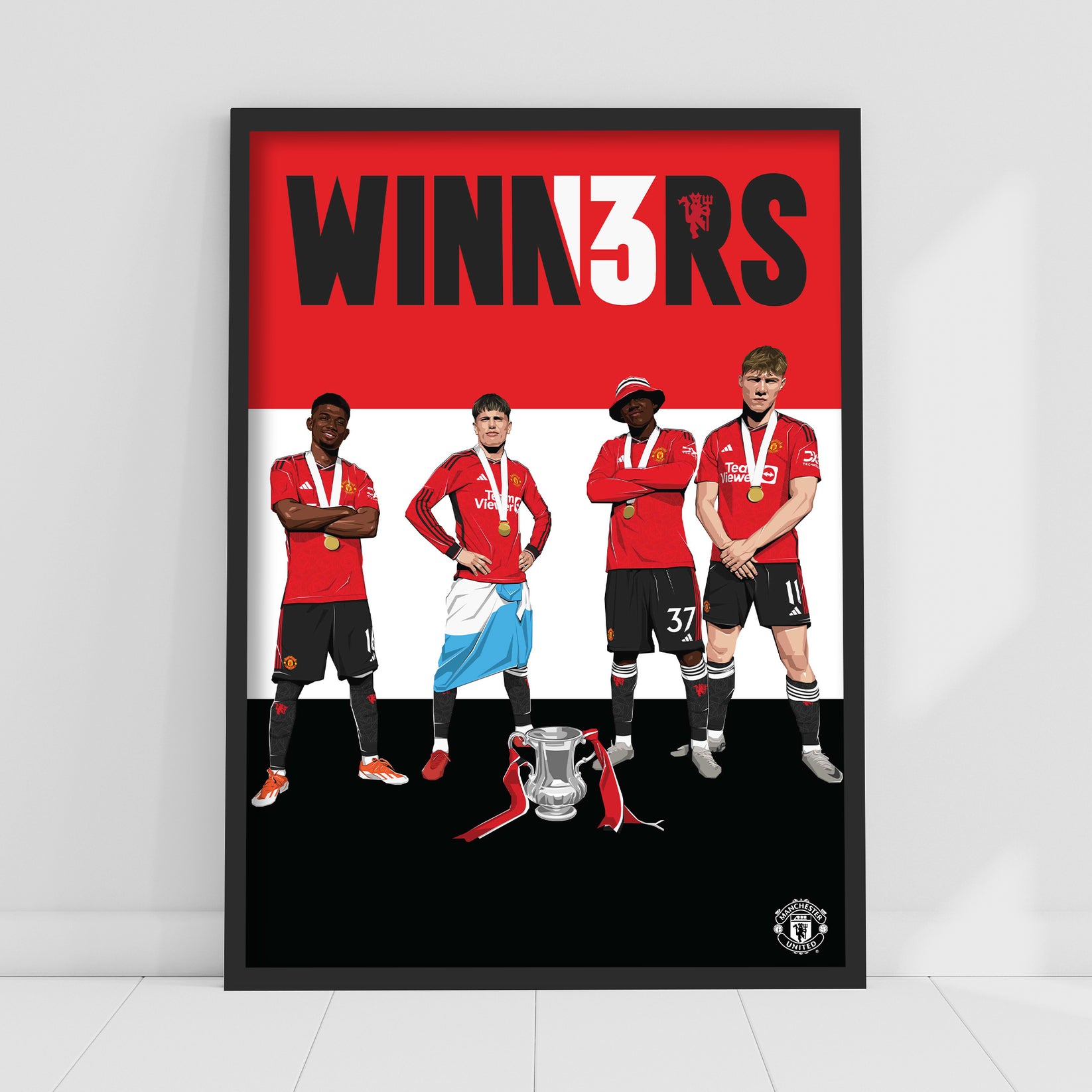 Manchester United FC Print - Winners Celebration Illustration Poster F ...
