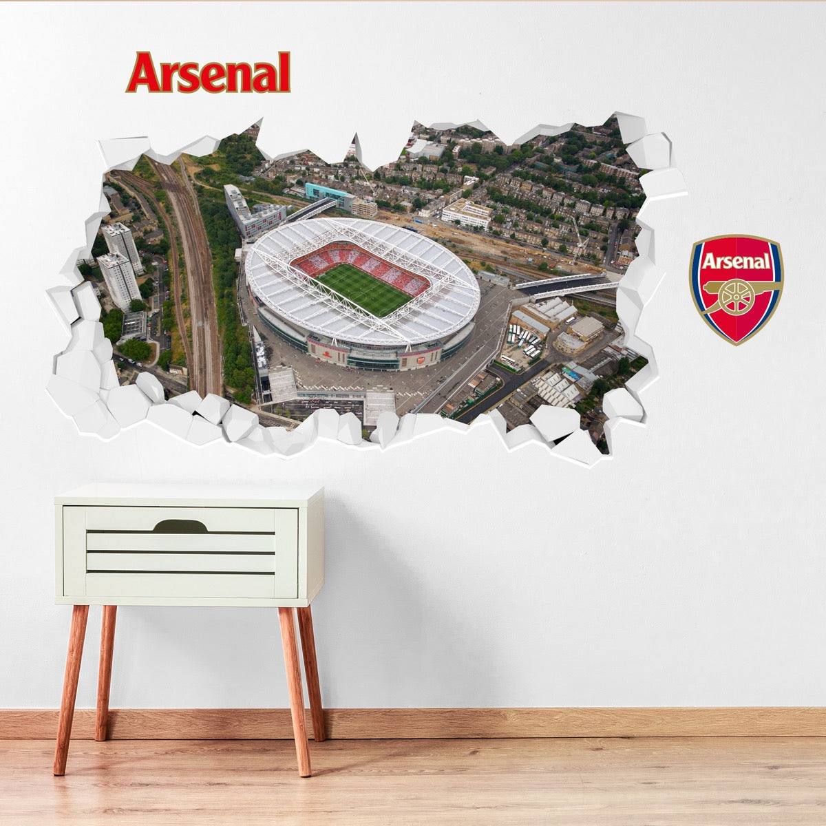 Arsenal Football Club Smashed Emirates Stadium Aerial View Wall Sticker ...
