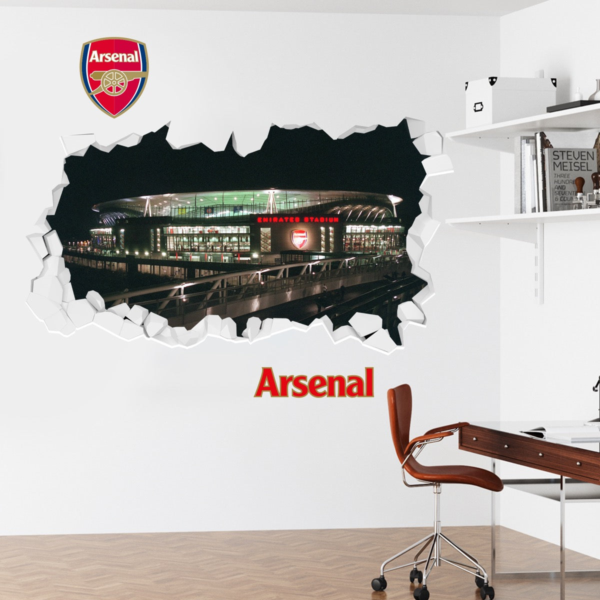 Arsenal Football Club Smashed Emirates Stadium Outside Wall Sticker ...