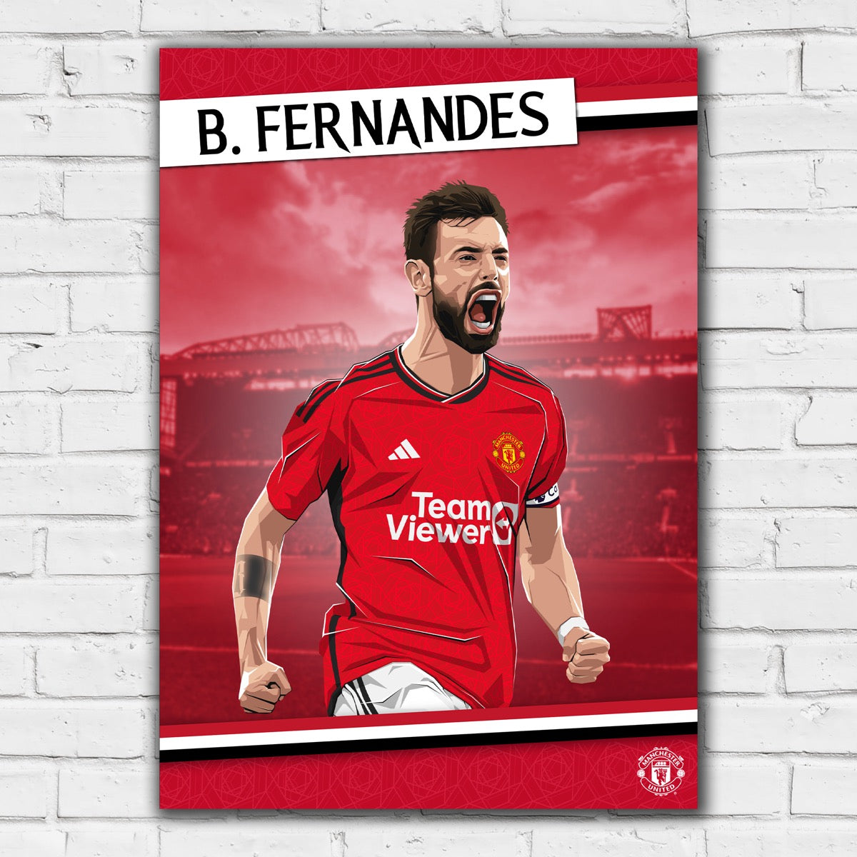 Manchester United FC Print - Bruno Fernandes 23/24 Player Illustration ...