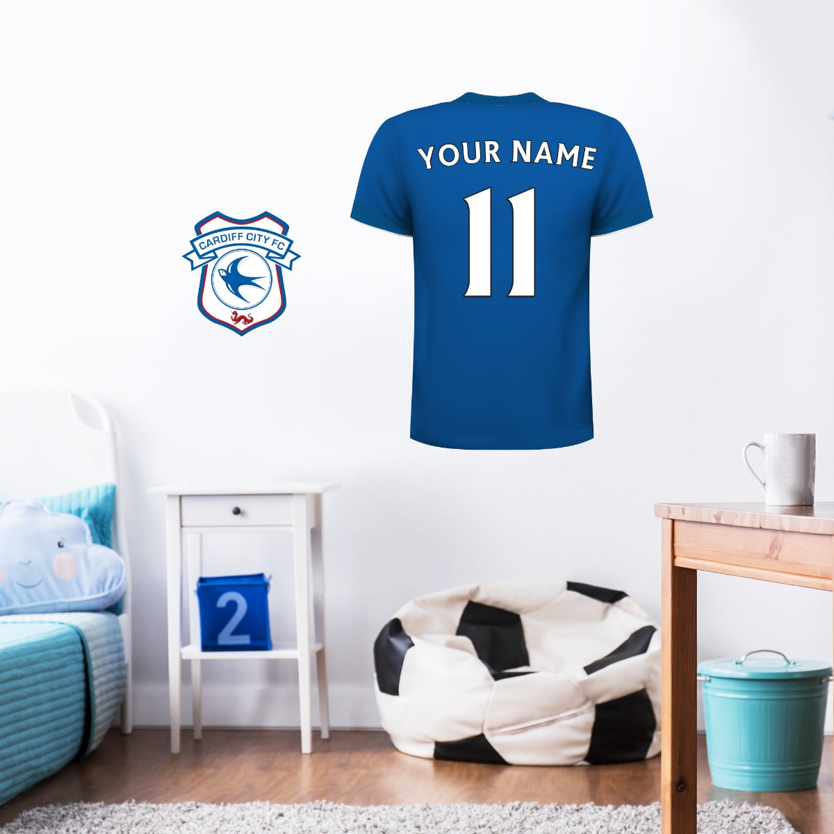 Cardiff City Football Club Personalised Football Shirt & Crest Wall ...