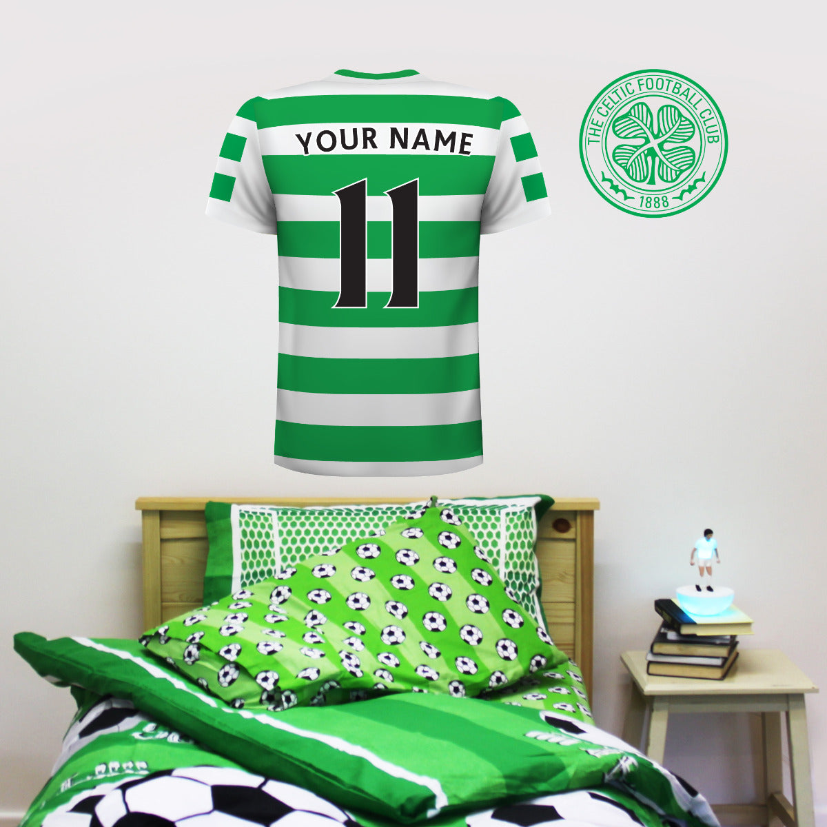 Celtic Football Club Personalised Football Shirt & Name Wall Sticker ...