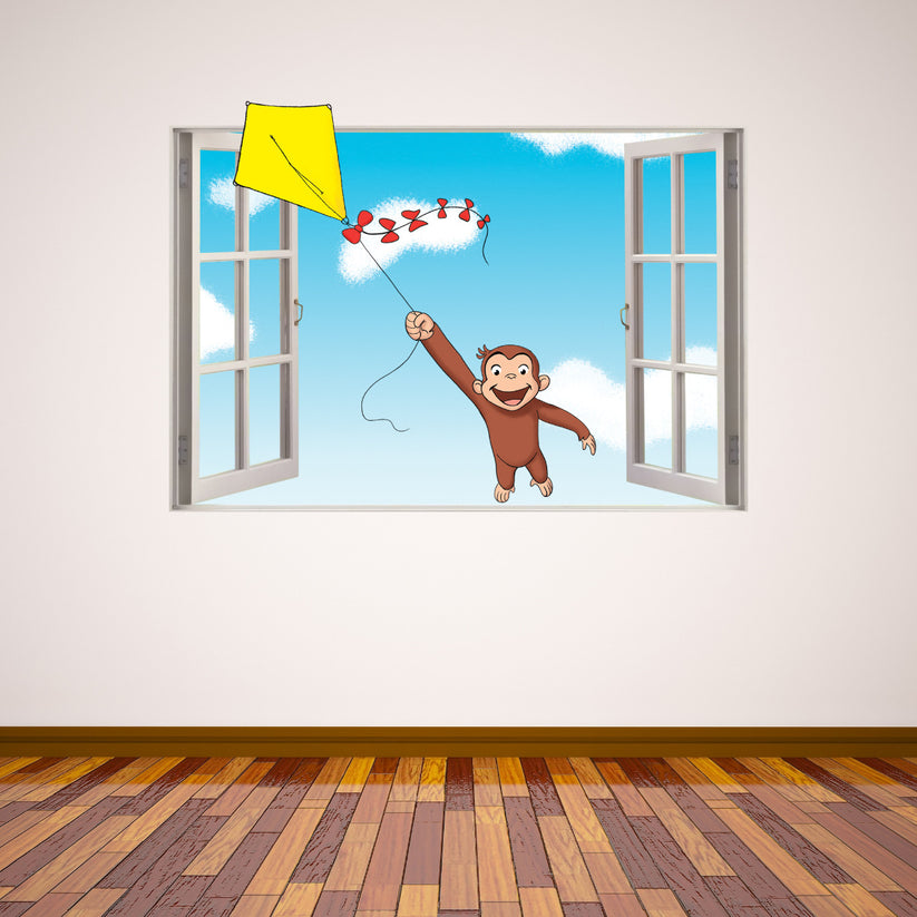 Curious George Kite Window Wall Sticker – www.themed.co.uk