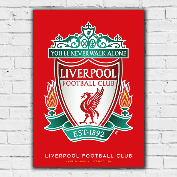Liverpool FC Print - Crest Red Background Poster – www.themed.co.uk