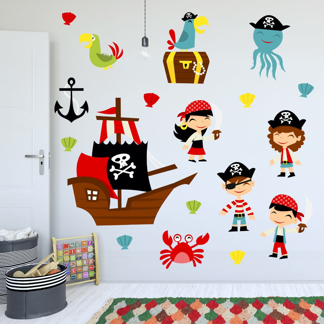 Pirate Wall Sticker - Cute Cartoon Pirate Wall Decal Set Kids Art – www ...