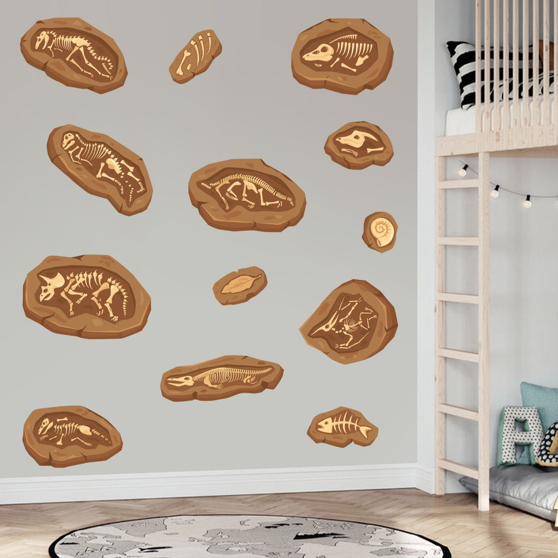 Dinosaur Wall Sticker - Dinosaur Fossils Wall Decal Set Kids Art – www ...