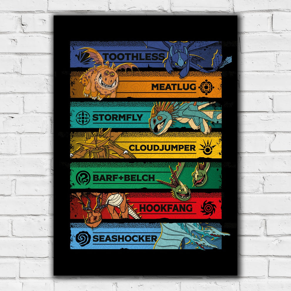 How To Train Your Dragon Print - Dragons and Names Colour List Print ...