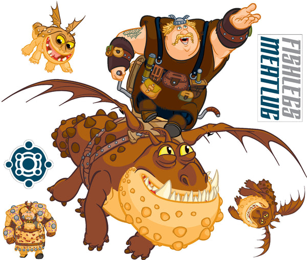 How To Train Your Dragon - Fishlegs & Meatlug Wall Sticker Set – www ...