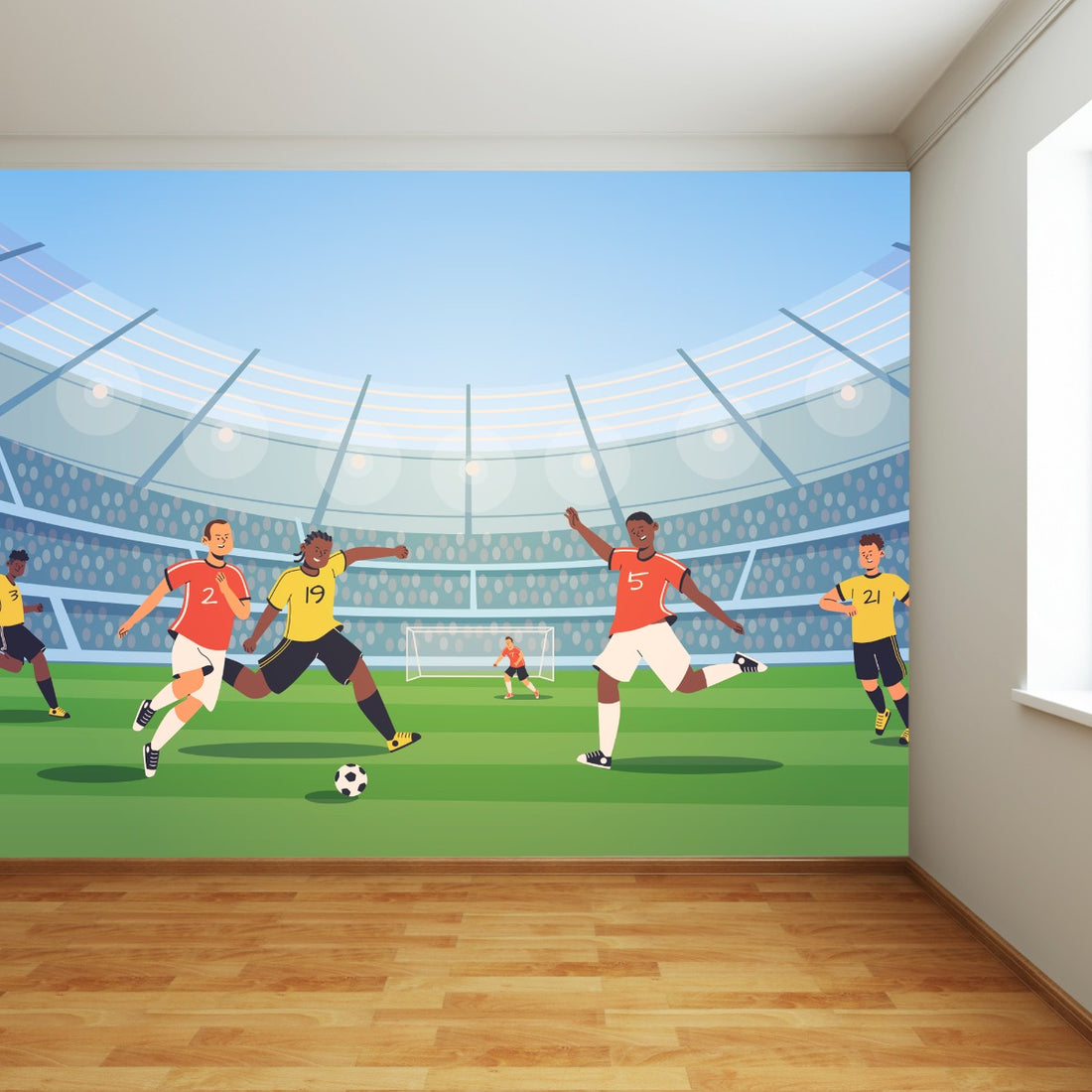 Football Wall Mural - Football Game Cartoon Illustration Full Wall ...