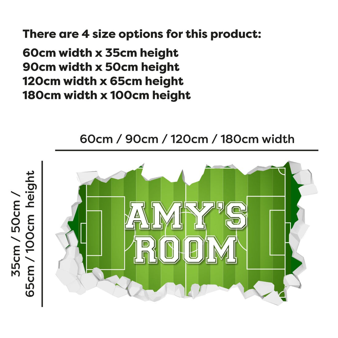 Football Wall Sticker - Football Pitch Personalised Name Broken Wall ...