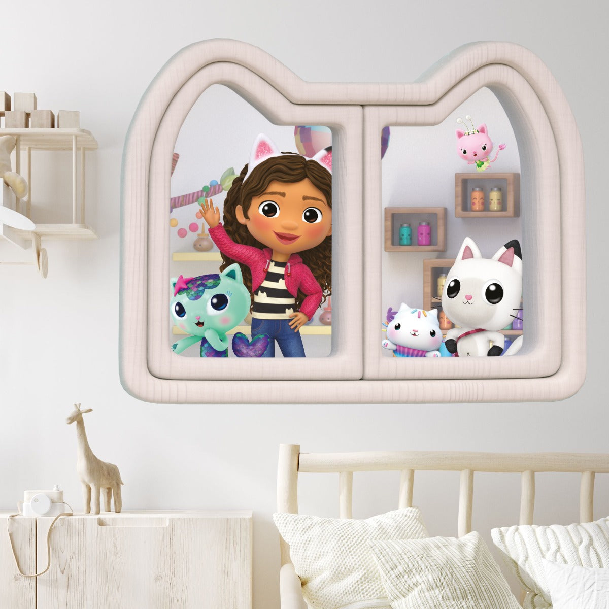 Gabby's Dollhouse Wall Sticker - Gabby and Friends Waving Through ...