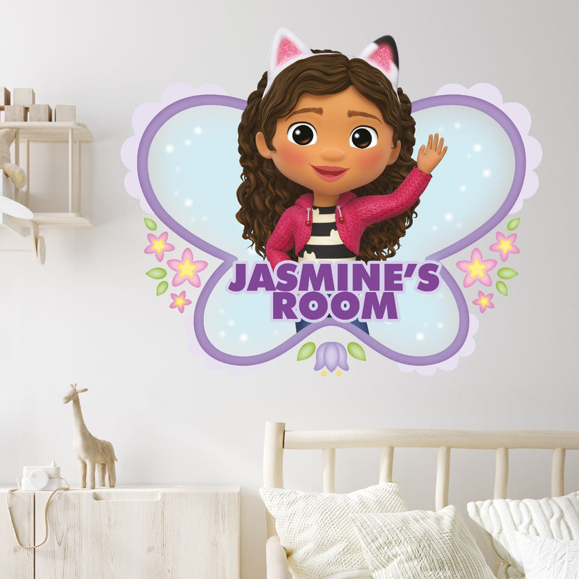 Gabby's Dollhouse Wall Sticker - Gabby Personalised Name Butterfly Wall ...