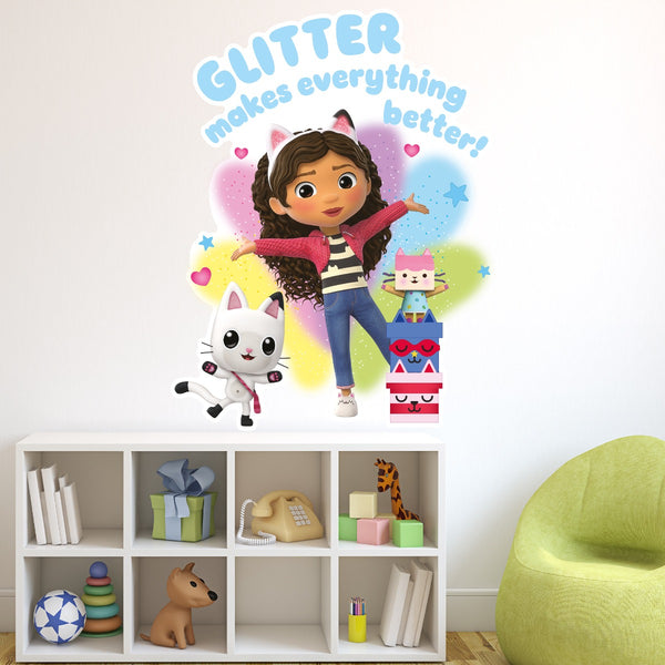 Gabby's Dollhouse Wall Sticker - Gabby and Friends Glitter Graphic Wall ...