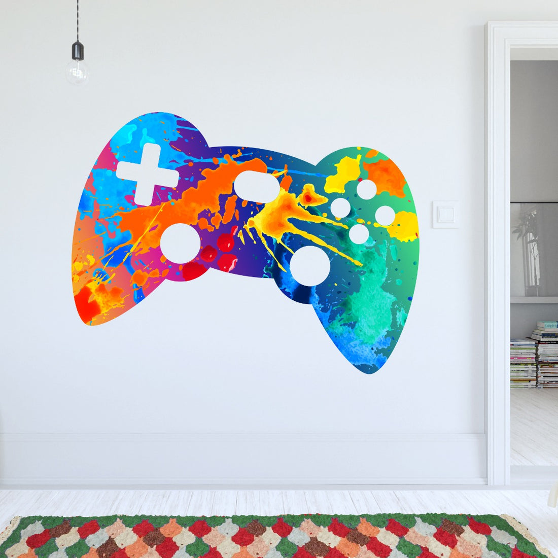 Gaming Wall Sticker - Paint Splatter Gamer Controller Wall Decal Art ...