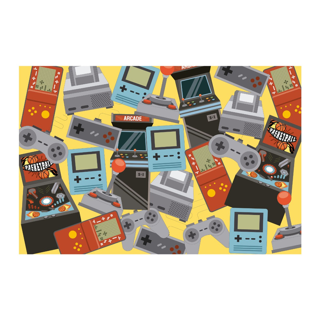 Gaming Wall Mural - Retro Games Consoles Collage Full Wall Mural Art ...