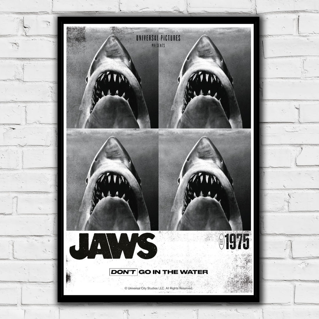 Jaws Print - Black and White 4 Sharks – www.themed.co.uk