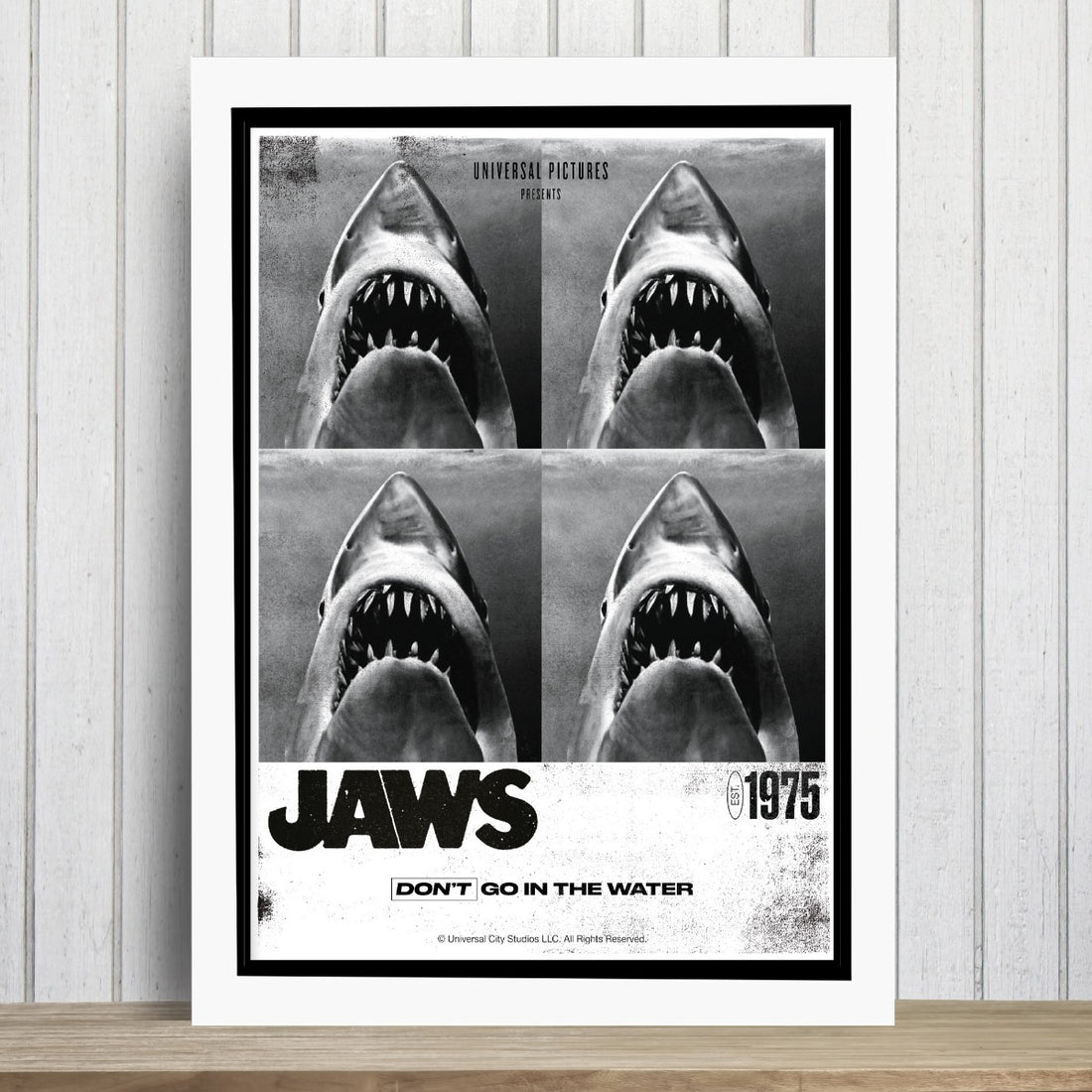 Jaws Print - Black and White 4 Sharks – www.themed.co.uk