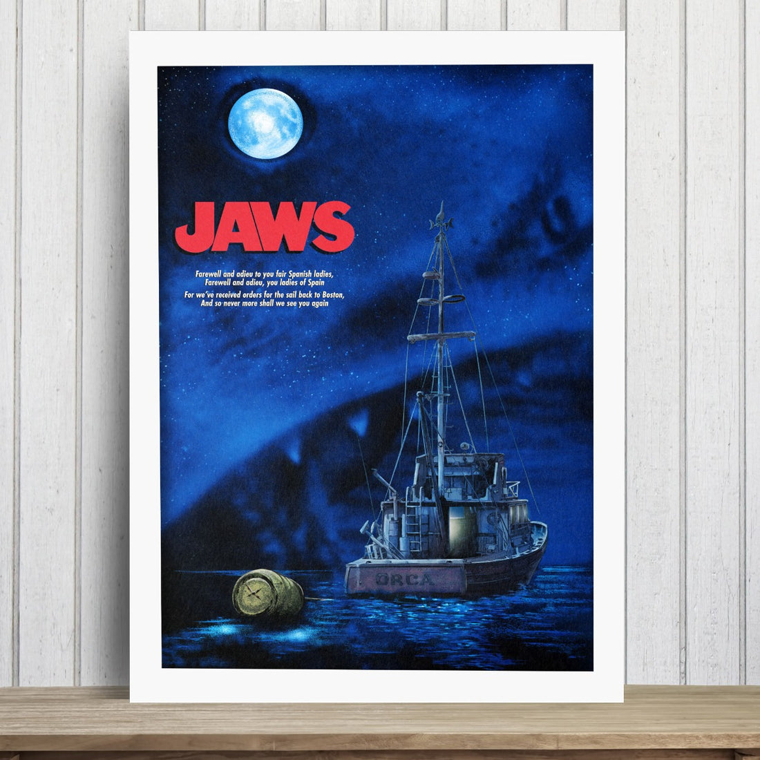 Jaws Print - Night Time Boat Shark – www.themed.co.uk