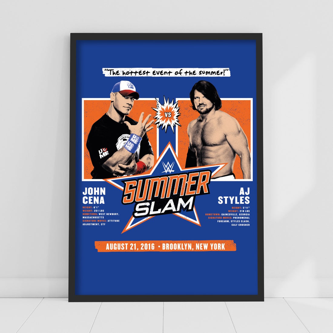 WWE Print - John Cena AJ Styles SummerSlam Poster – www.themed.co.uk
