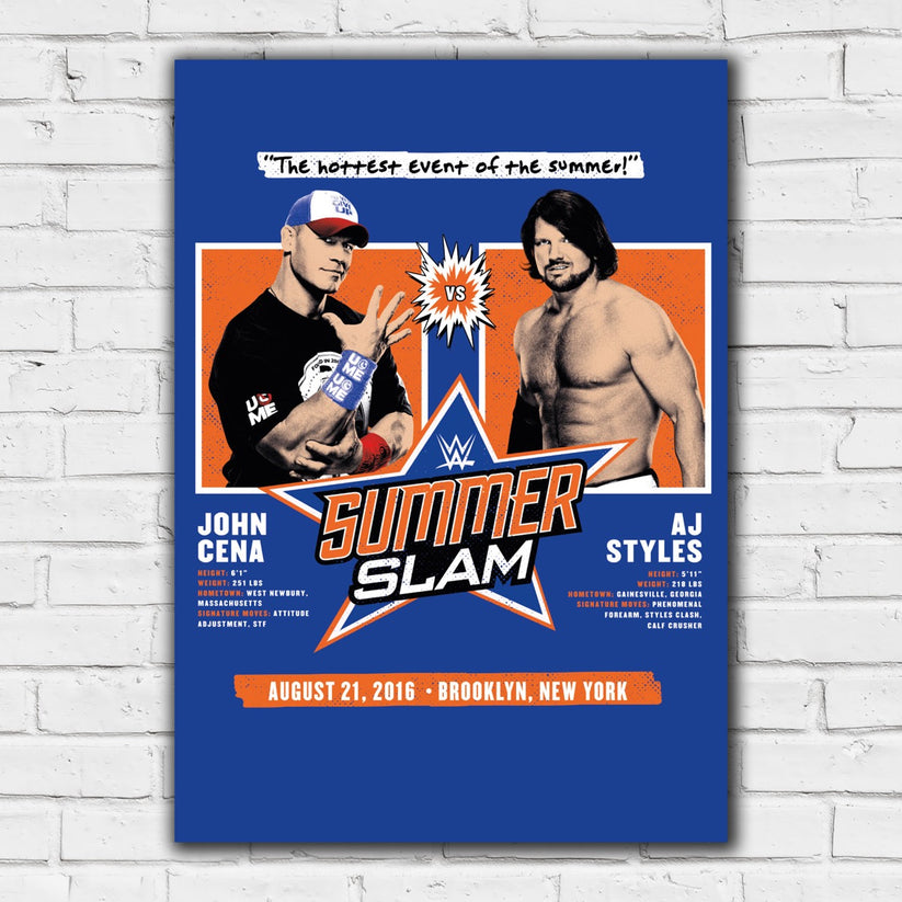 WWE Print - John Cena AJ Styles SummerSlam Poster – www.themed.co.uk