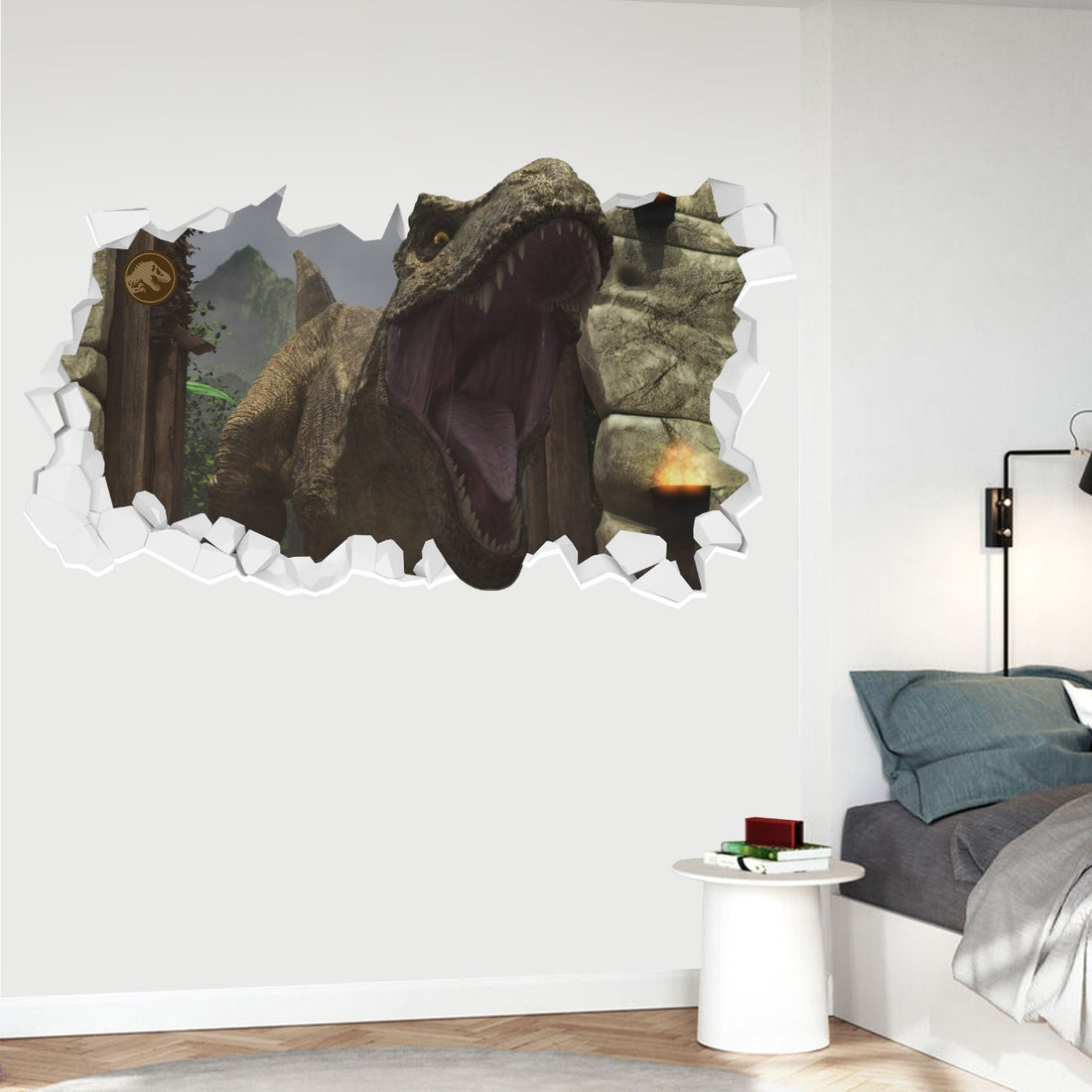 Jurassic World Camp Cretaceous Wall Sticker - T-Rex Roaring Broken Wal ...