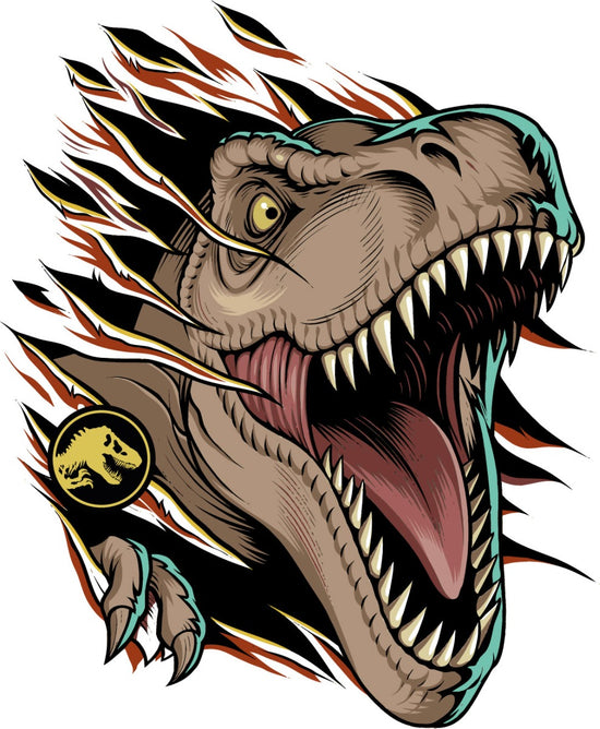 Jurassic World Camp Cretaceous Wall Sticker - T- Rex Ripping Through W ...