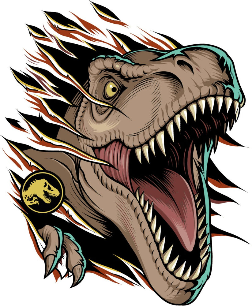 Jurassic World Camp Cretaceous Wall Sticker - T- Rex Ripping Through W ...
