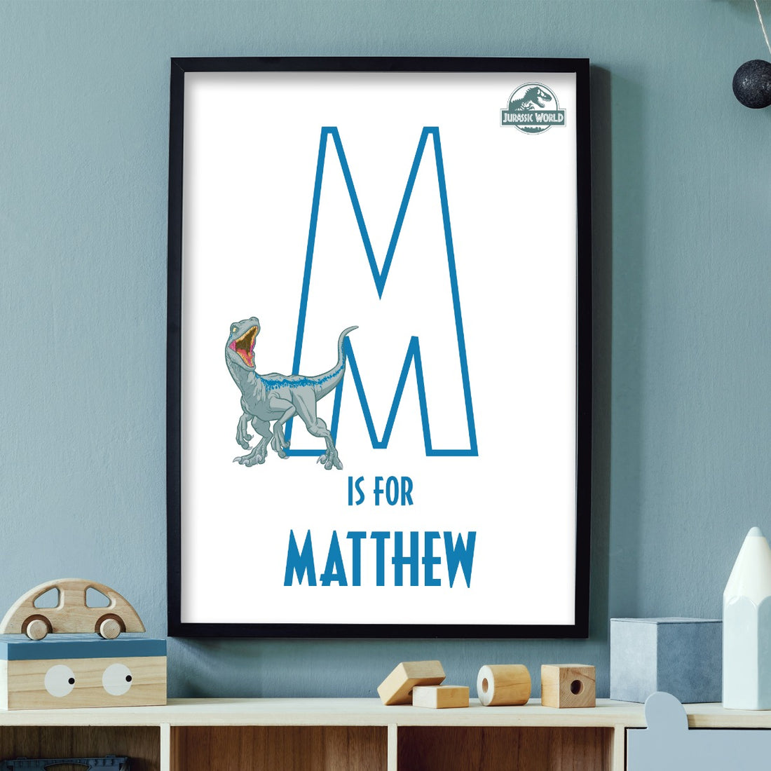 Velociraptor with Personalised Letter and Name – www.themed.co.uk