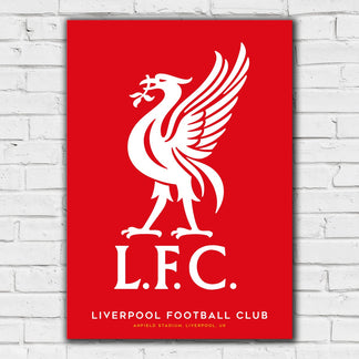 Liverpool FC Print - Liver Bird Red Background Poster – www.themed.co.uk