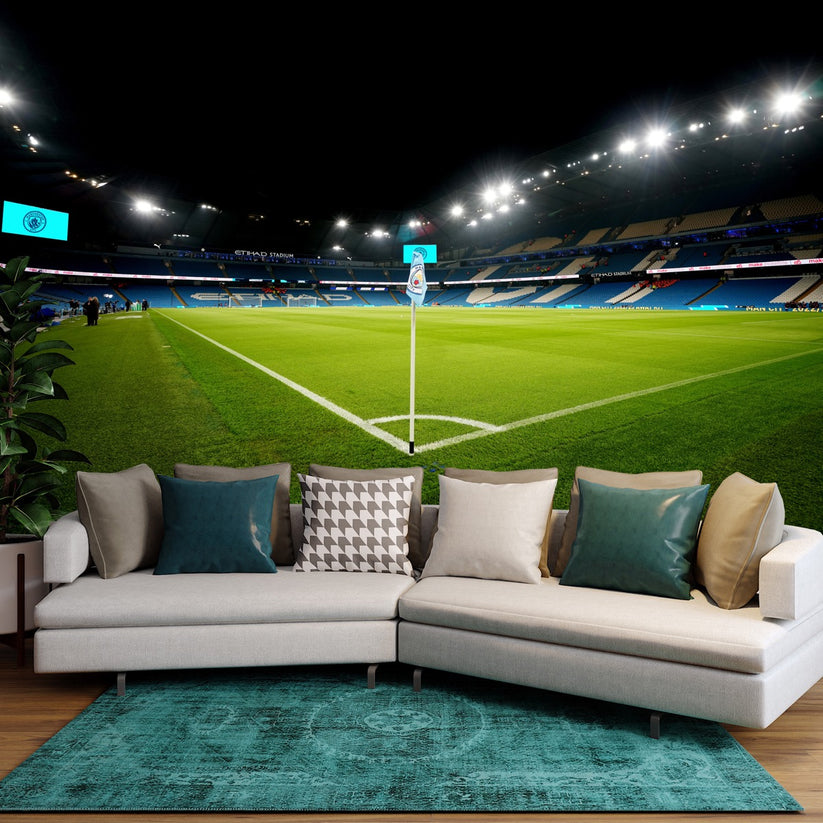 Manchester City FC - Night Time Corner Flag Stadium Full Wall Mural ...