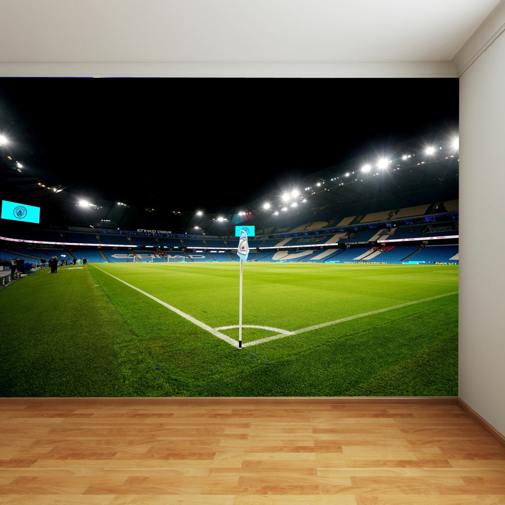 Manchester City FC - Night Time Corner Flag Stadium Full Wall Mural ...