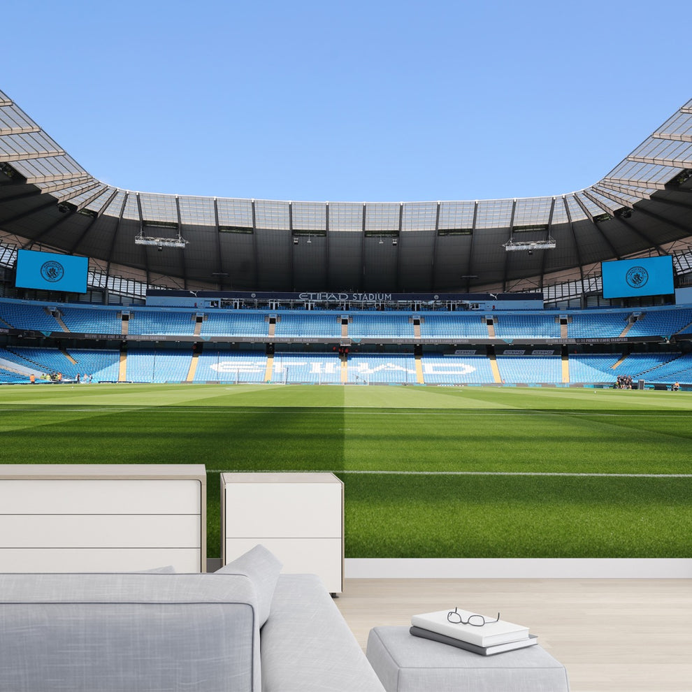 Manchester City FC - Stadium Blue Sky Full Wall Mural – www.themed.co.uk