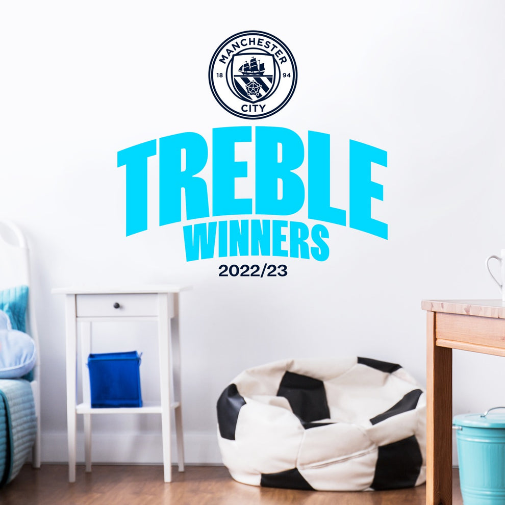 Manchester City FC - Treble Winners 22/23 Cut Out Logo Wall Sticker ...