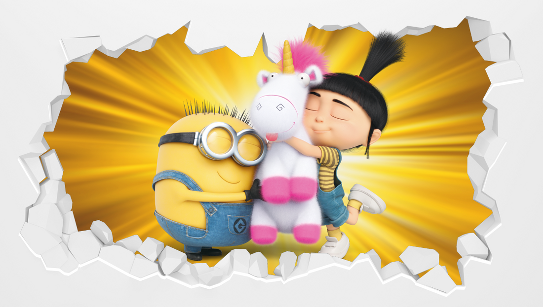 Despicable Me - Fluffy Agnes and Minion Broken Wall Sticker – www ...