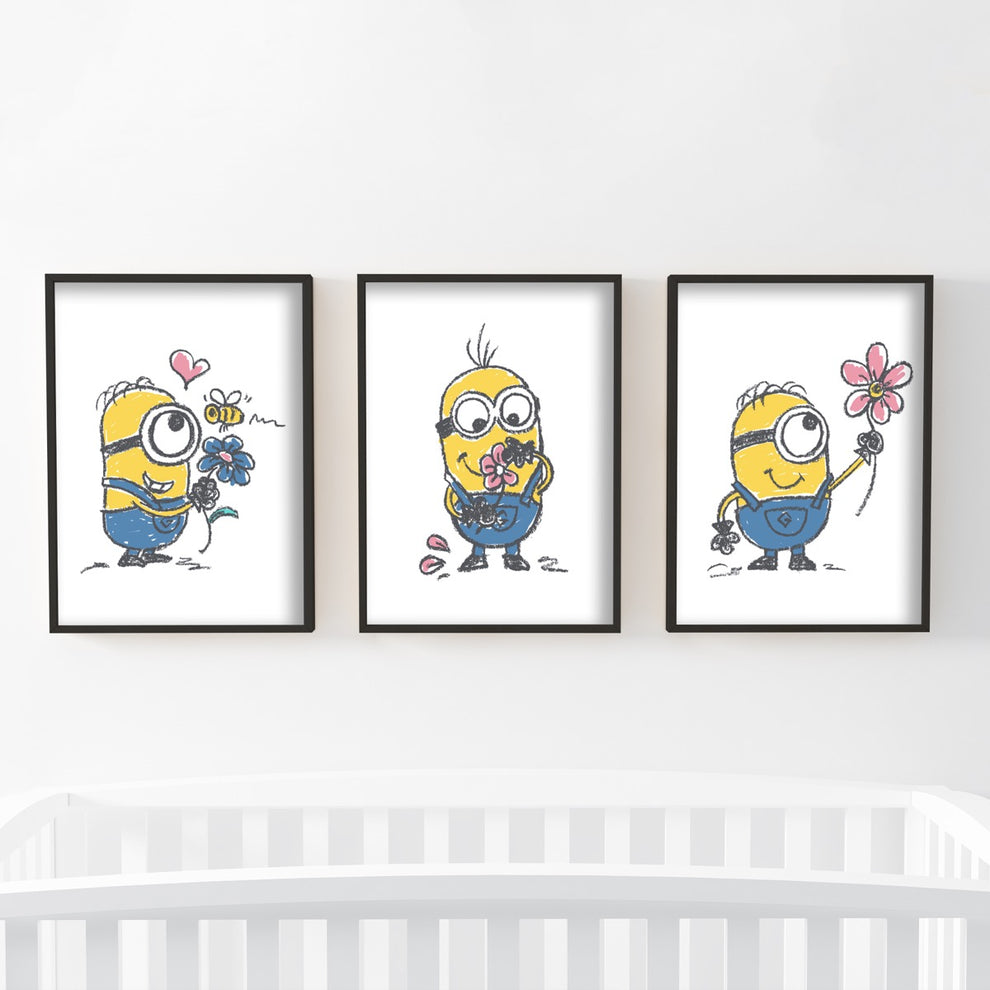 Minions Print - Minion Flower Doodles Set of 3 – www.themed.co.uk
