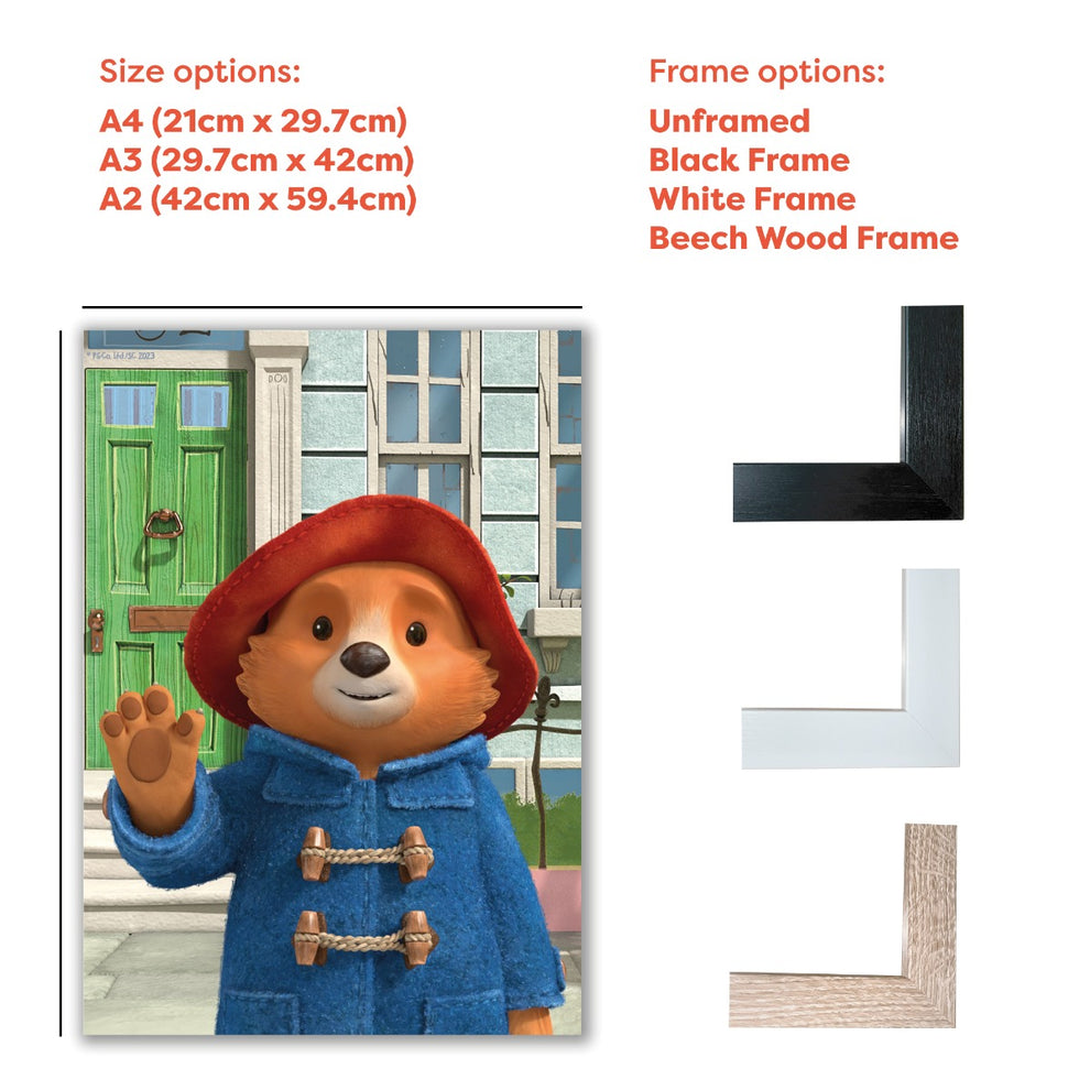 Paddington Bear TV Print - Outside Waving Print Wall Art – www.themed.co.uk