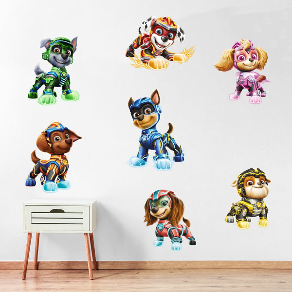 Paw Patrol Mighty Movie Characters Wall Sticker Set – www.themed.co.uk
