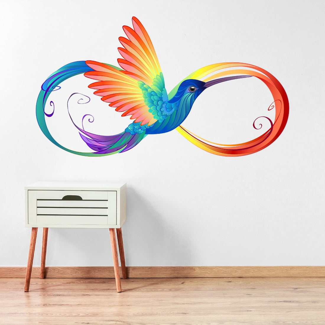 Rainbow Wall Sticker - Rainbow Bird Infinity Symbol Wall Decal Art ...