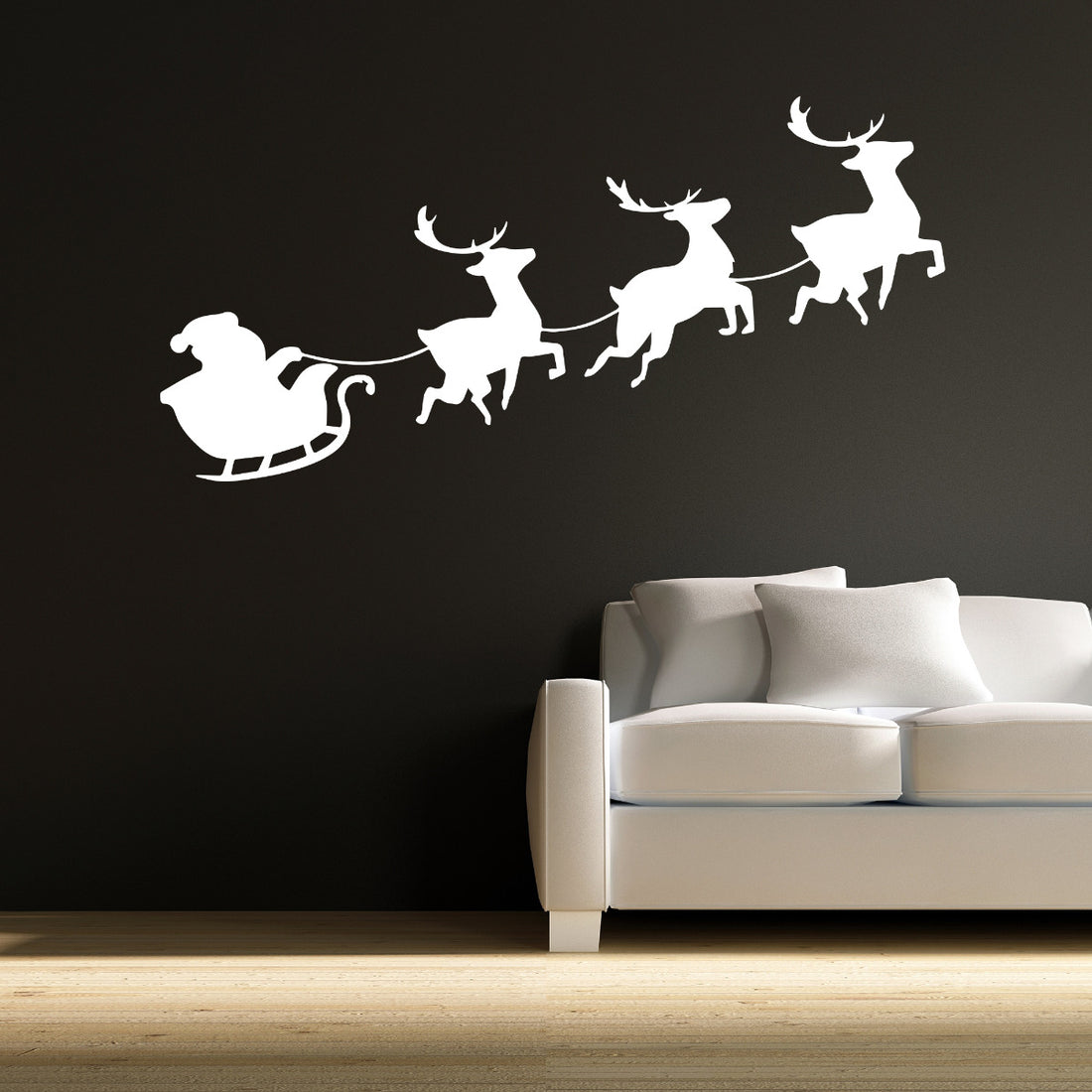 Santas Sleigh Reindeer Silhouette Wall Sticker – www.themed.co.uk